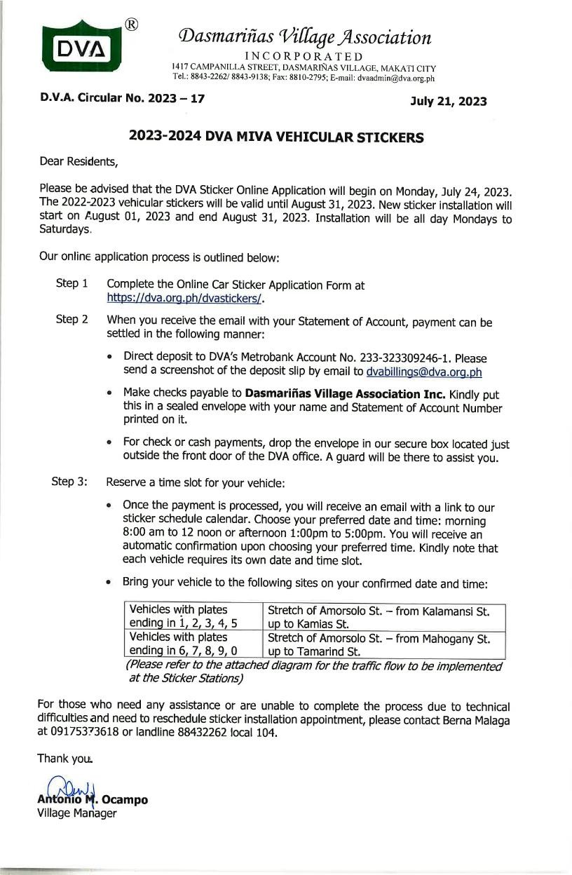 Circular 2023-17 – 2023-2024 DVA MIVA Vehicular Stickers - Dasmariñas ...