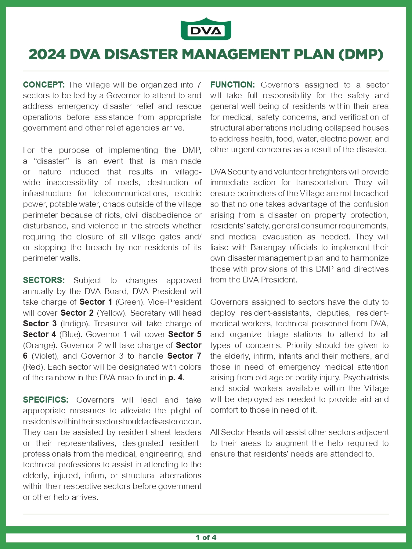 DVA Disaster Management Plan - Dasmariñas Village