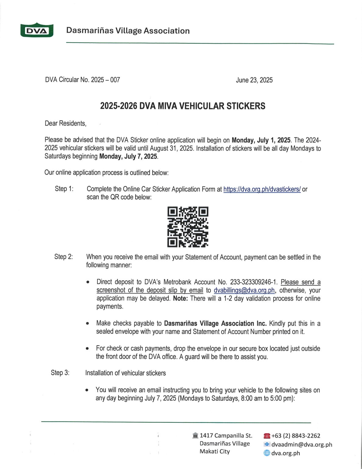 Circular 2025-007 – 2025-2026 DVA MIVA Vehicular Stickers - Dasmariñas ...
